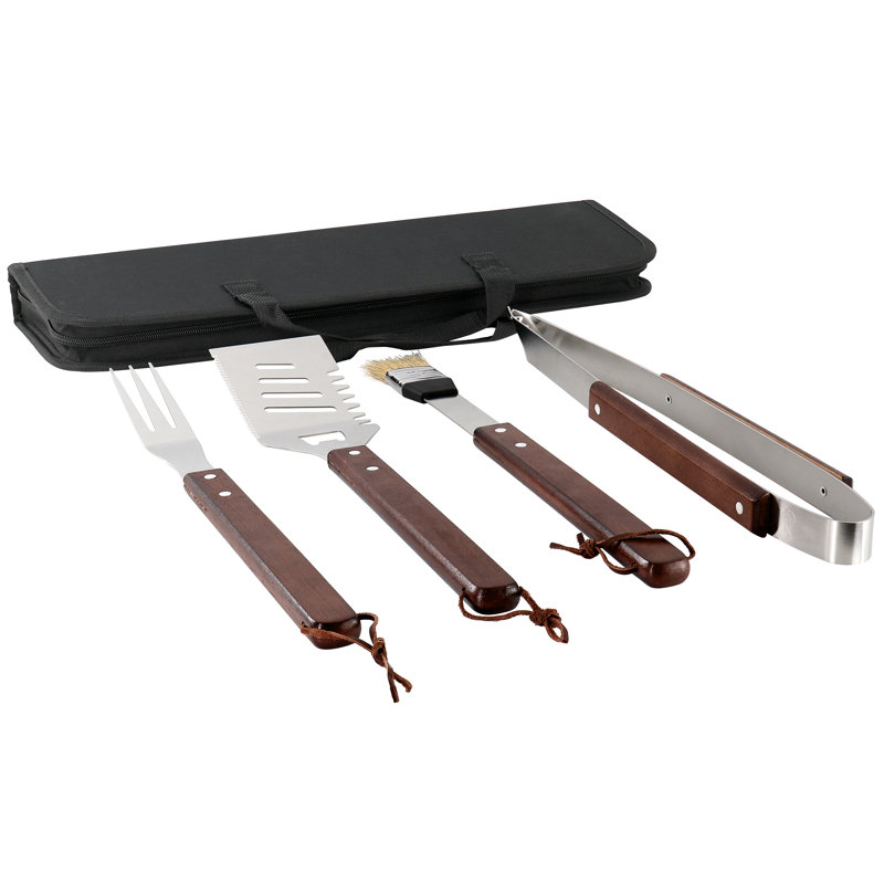Gibson Home Barbecue Basics 5 Piece Stainless Steel BBQ Tool Set with Wood Handles | Wayfair
